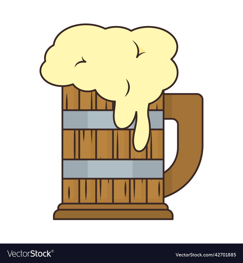 Wooden beer mug Royalty Free Vector Image - VectorStock Wooden beer mug Royalty Free Vector Image - VectorStock