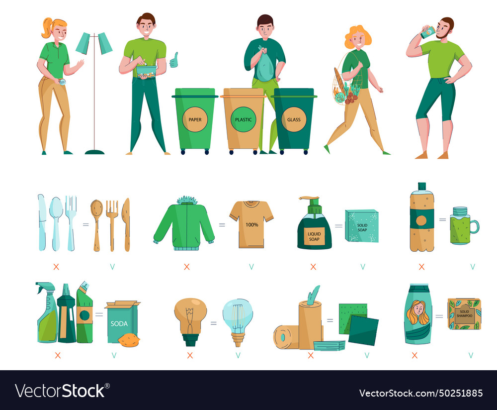 Zero waste sorting set Royalty Free Vector Image