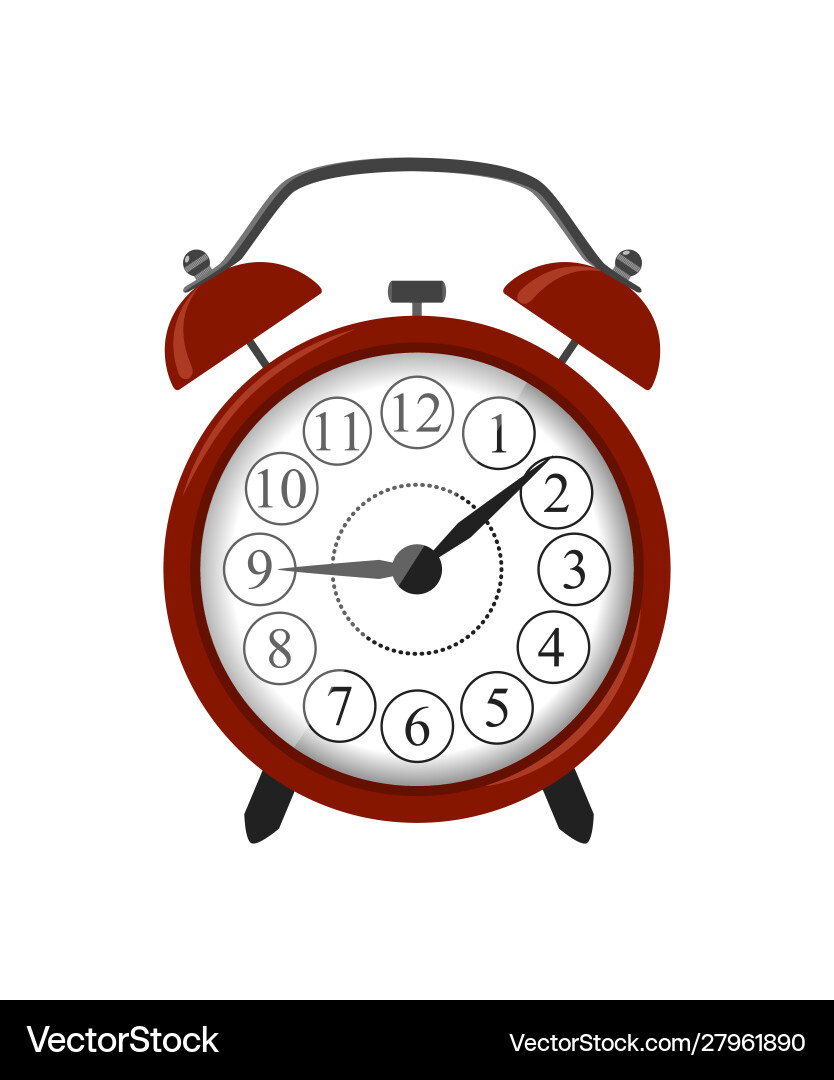 Alarm clock red wake-up time isolated on white Vector Image