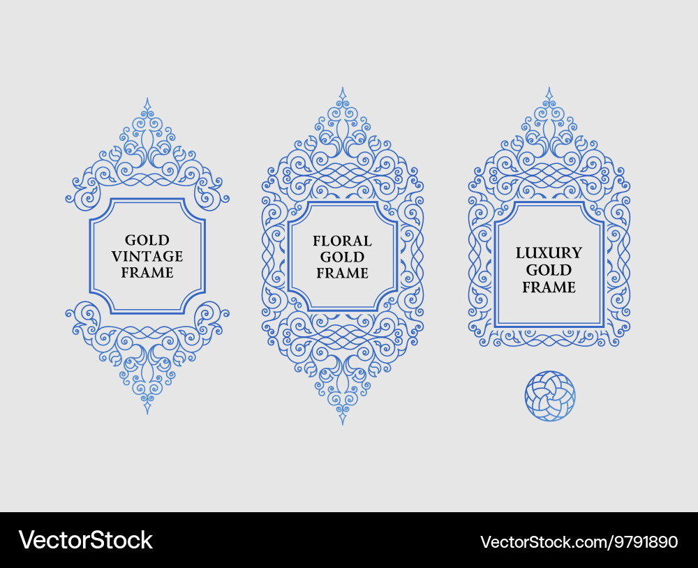 Arabic set of frames lines art design Royalty Free Vector