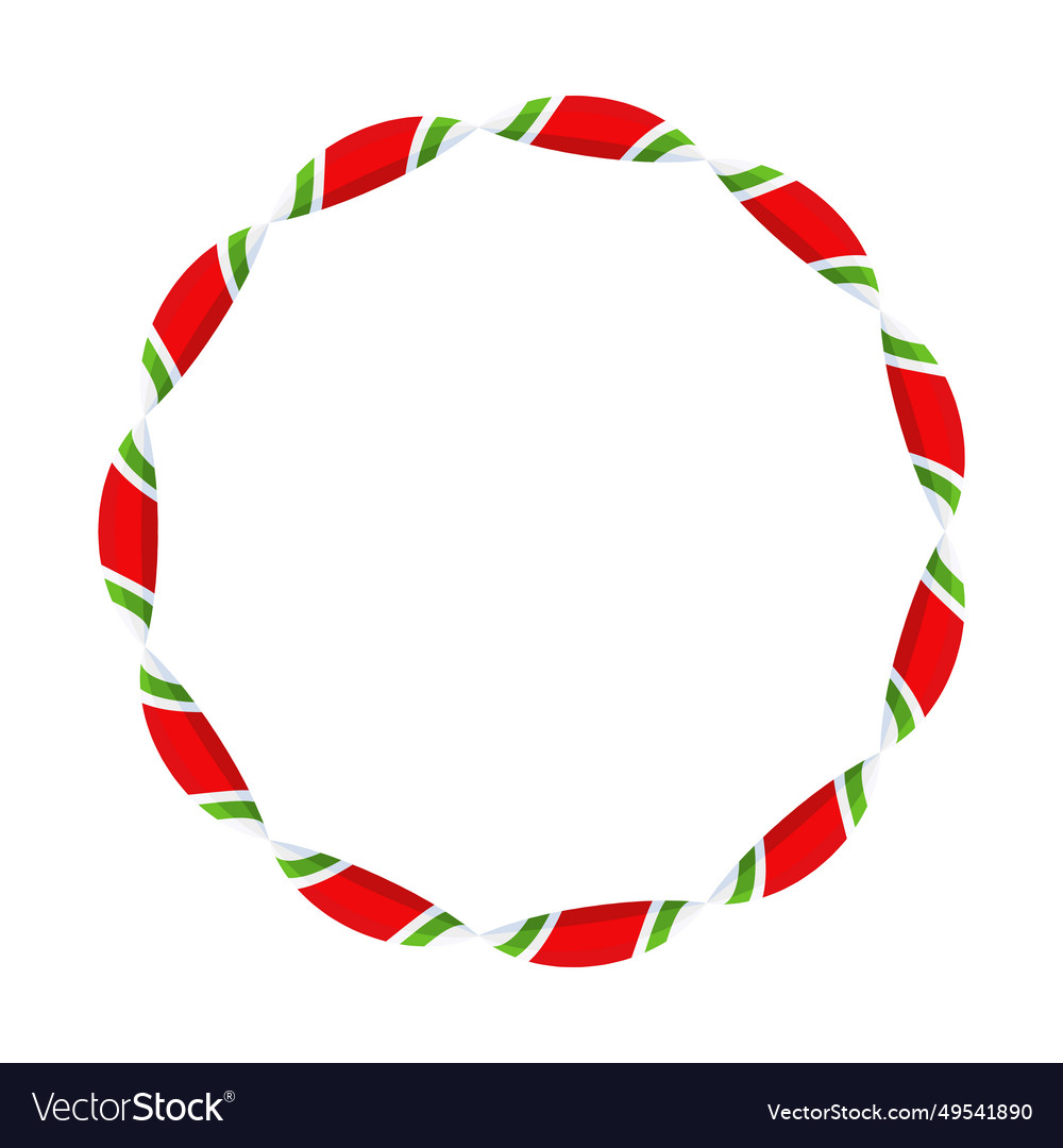 Christmas candy cane frame striped ribbon circle Vector Image