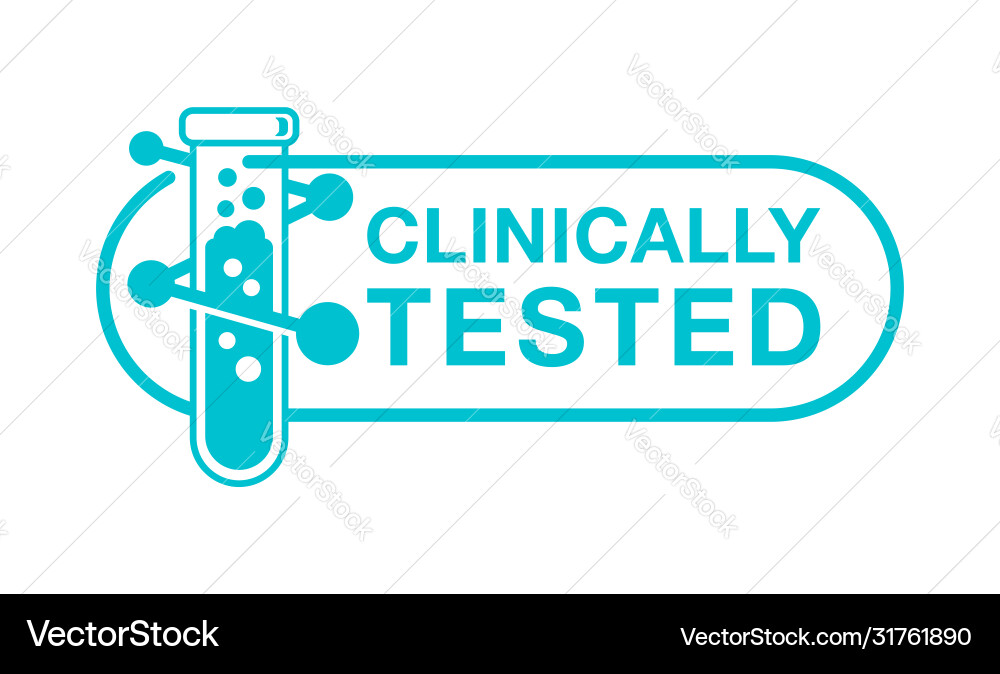 Clinically tested stamp - laboratory vial Vector Image