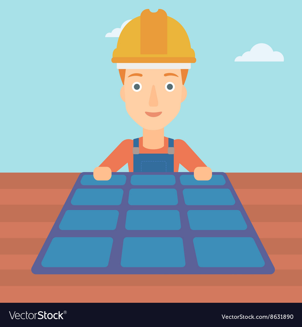 Constructor with solar panel Royalty Free Vector Image
