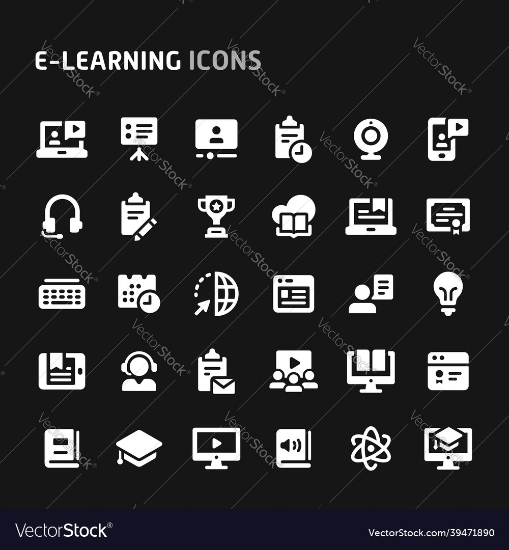 E-learning icon set Royalty Free Vector Image - VectorStock