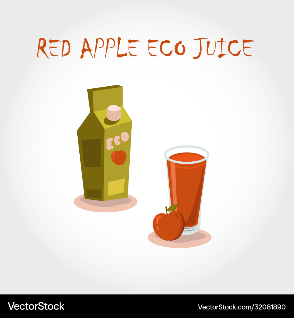 Glass bio fresh red apple juice text title Vector Image