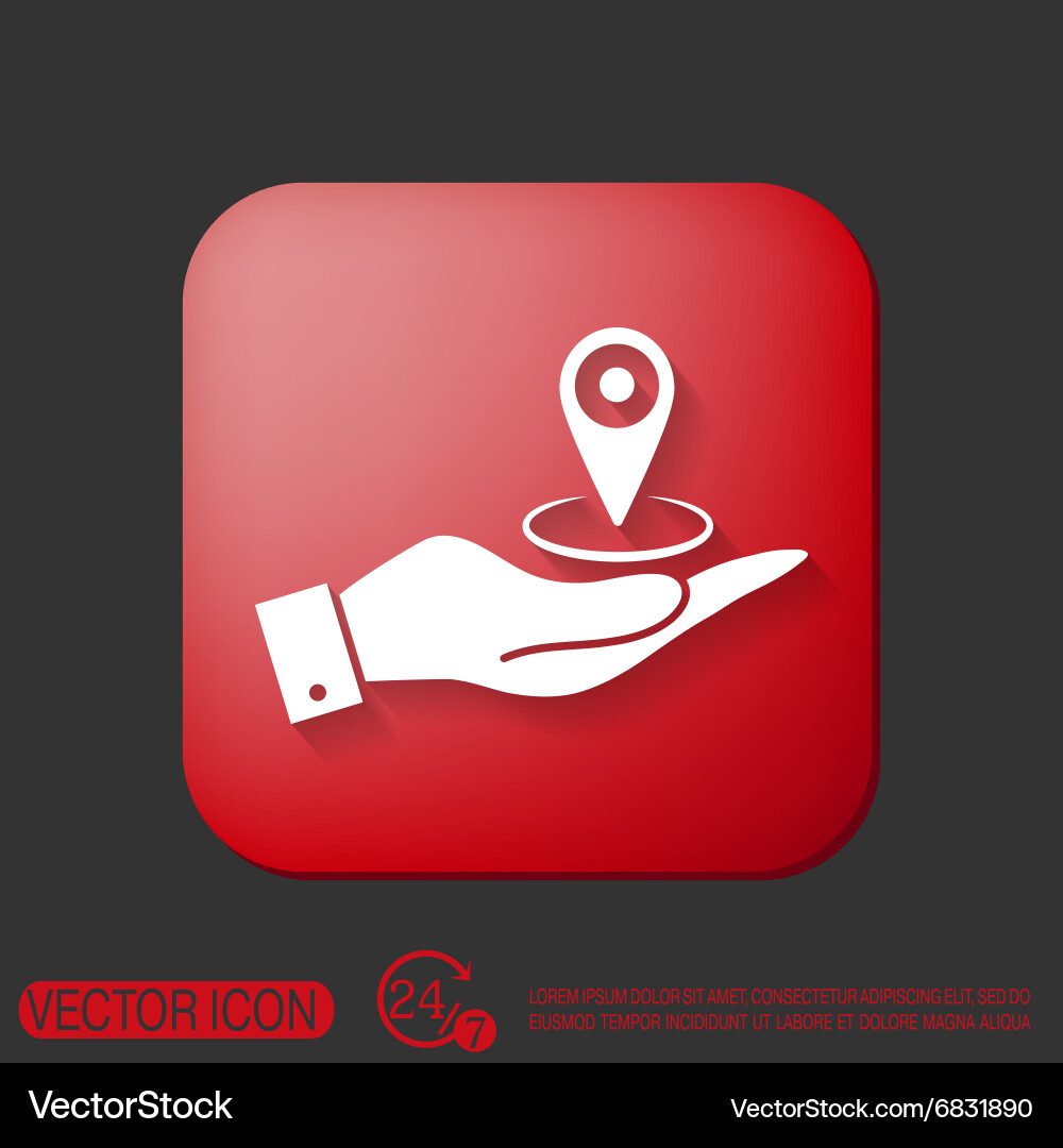 Hand holding a pin location on the map Royalty Free Vector
