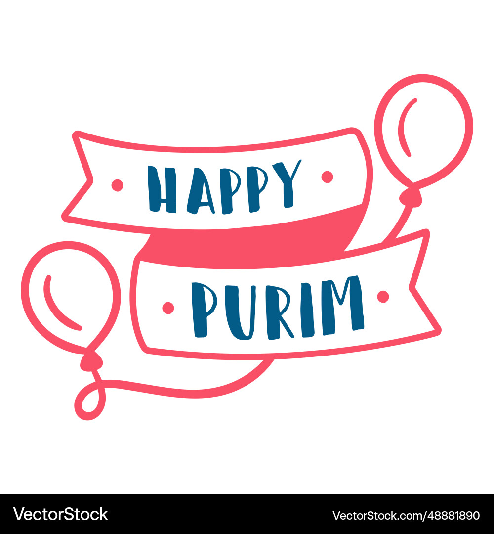 Happy purim cute lettering Royalty Free Vector Image