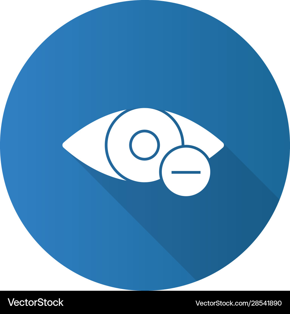 Human eye with minus sign flat design long shadow Vector Image