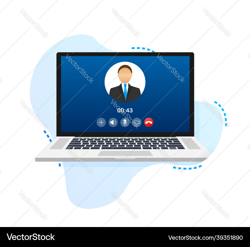 Incoming video call on laptop Royalty Free Vector Image
