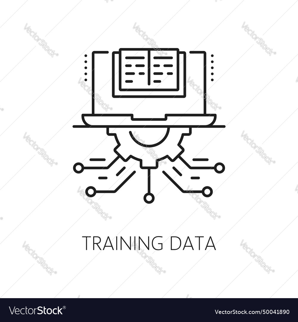 Machine learning training data outline icon Vector Image