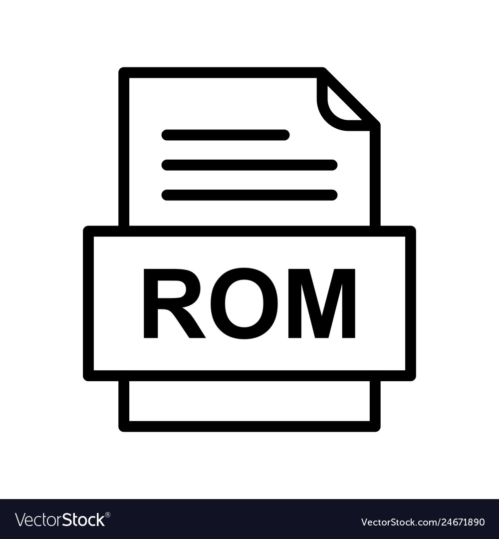 Rom file document icon Royalty Free Vector Image