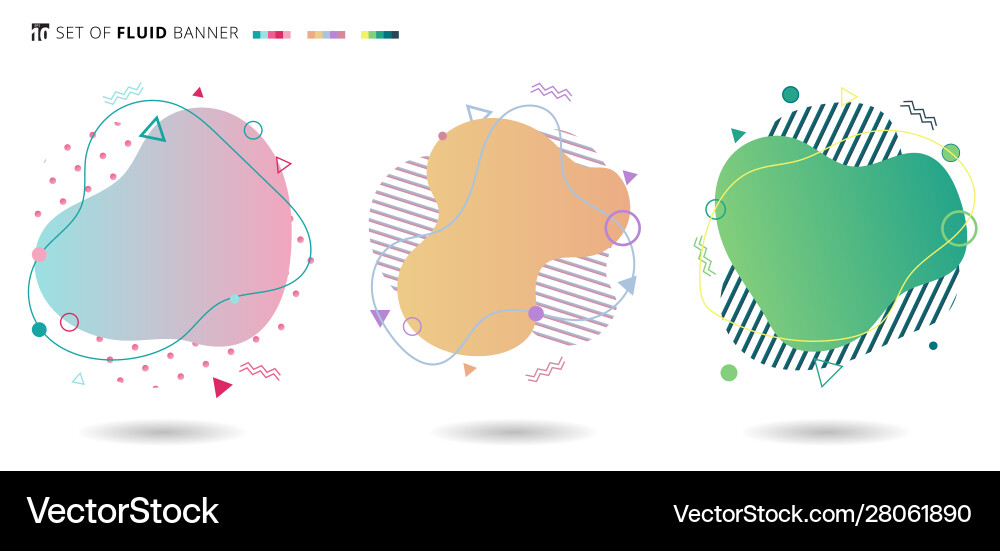 Set banner colorful modern fluid shapes with Vector Image