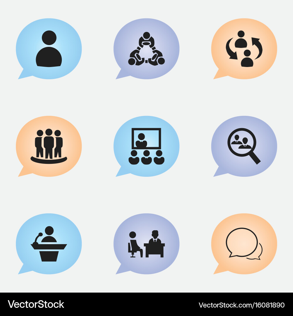 Set of 9 editable community icons includes Vector Image