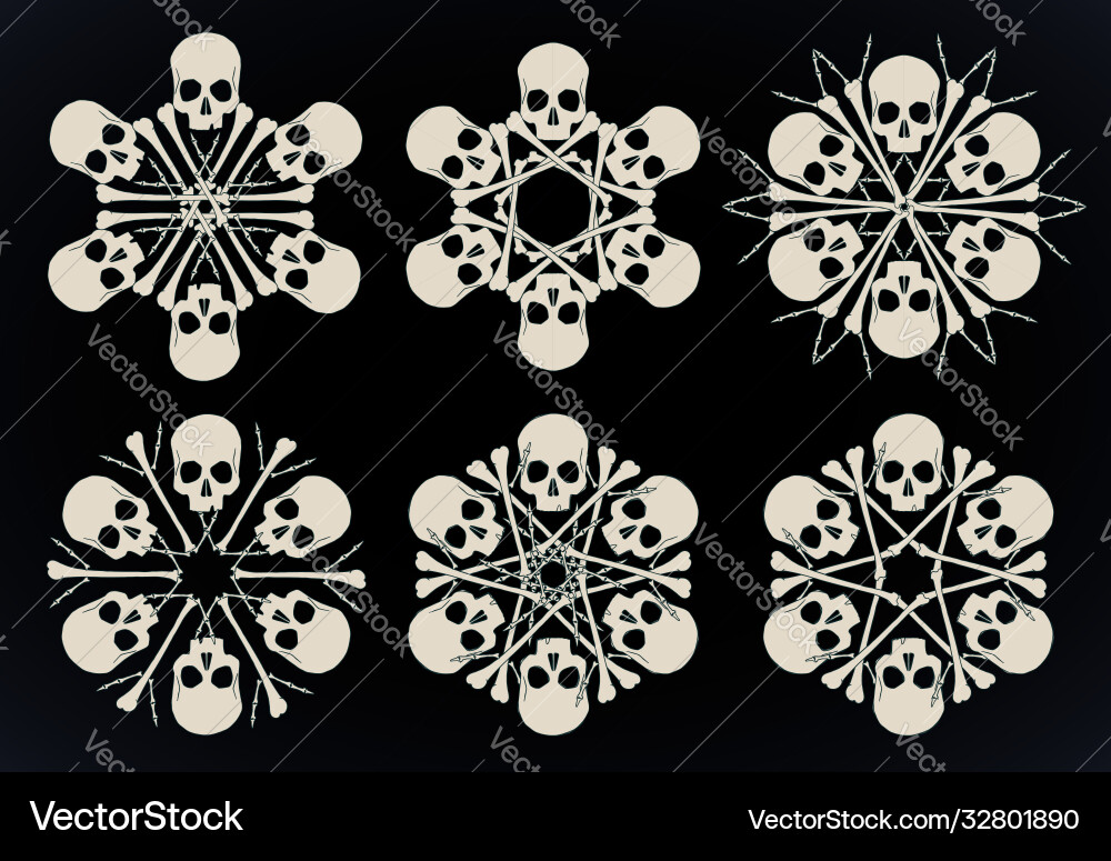 Skulls and bones jolly snowflakes Royalty Free Vector Image