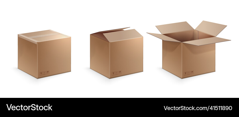 Three position of cardboard box Royalty Free Vector Image
