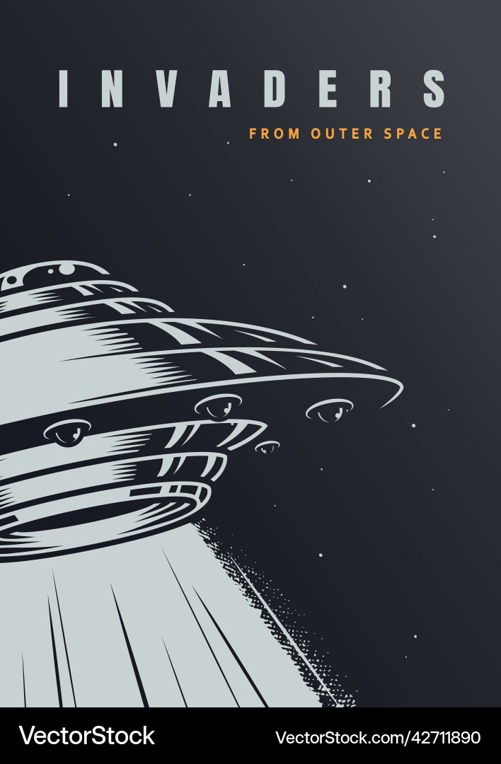 Vintage alien invasion poster Royalty Free Vector Image