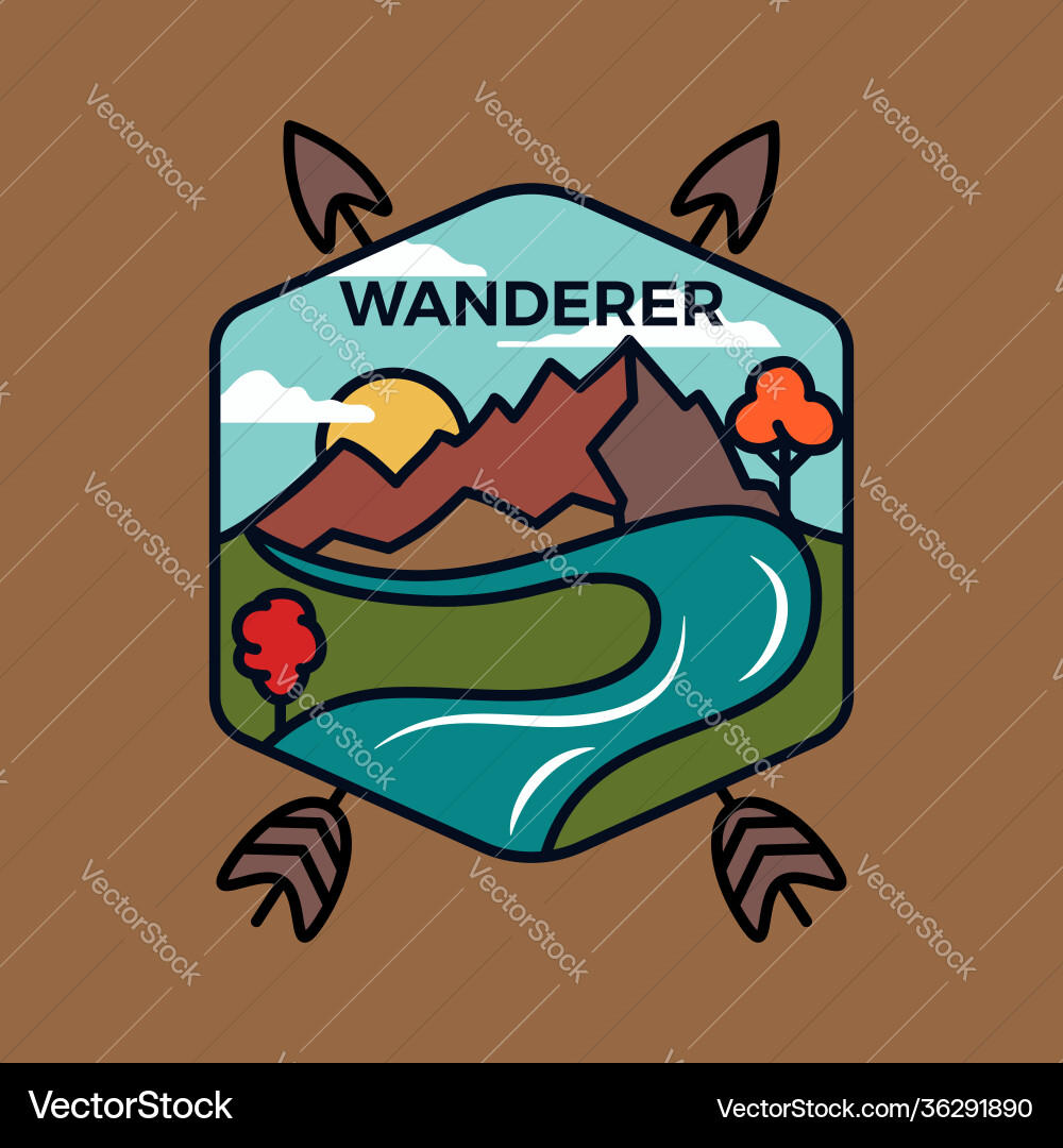 Vintage wanderer logo emblem template adventure Vector Image