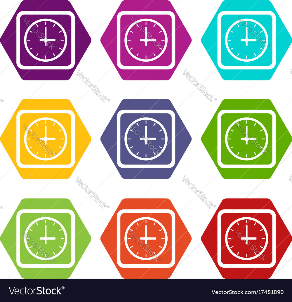 Watch icon set color hexahedron Royalty Free Vector Image