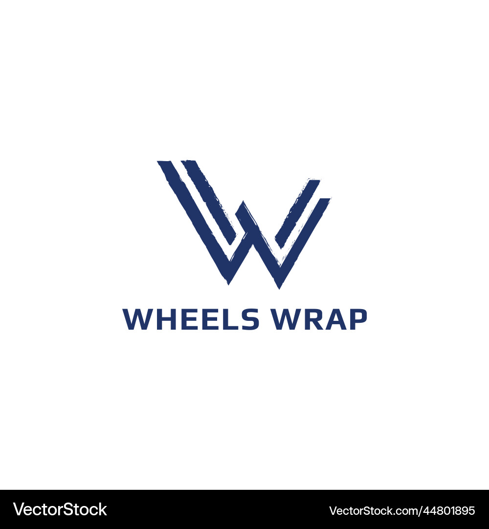 Abstract initial letter w or ww logo in blue navy Vector Image