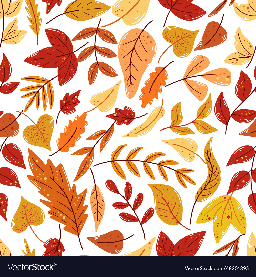 Autumn leaf fall seamless pattern Royalty Free Vector Image
