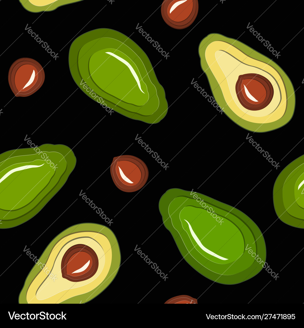 Avocado paper cut fresh fruit print seamless Vector Image
