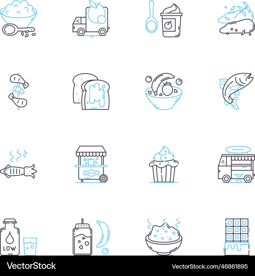 Corner shop linear icons set convenience staple Vector Image