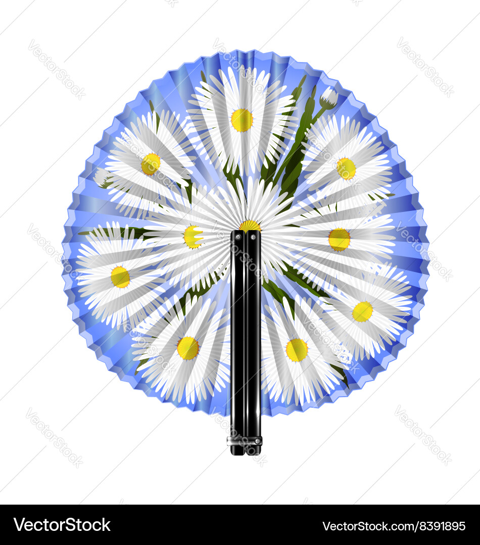 Fan and white flowers Royalty Free Vector Image