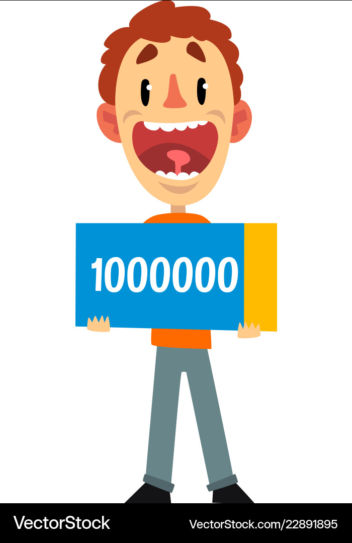 Happy man holding check for one million dollars Vector Image