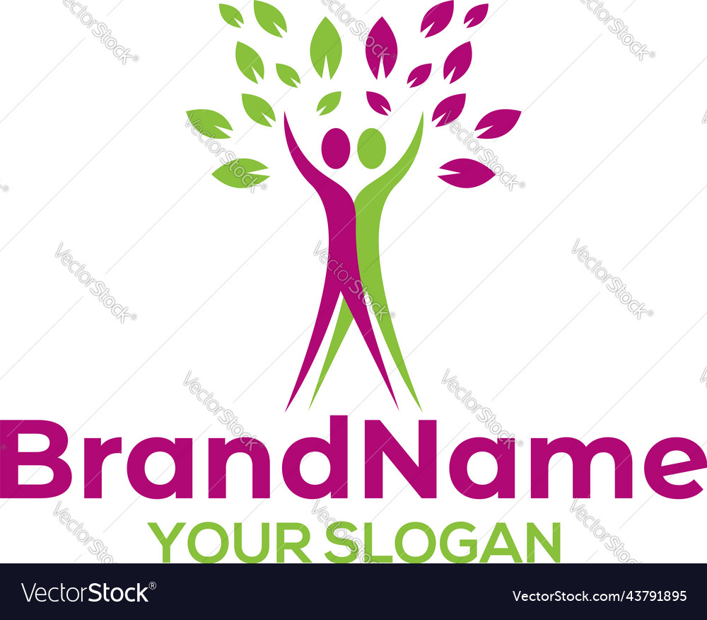 Healthy human leaf logo design Royalty Free Vector Image
