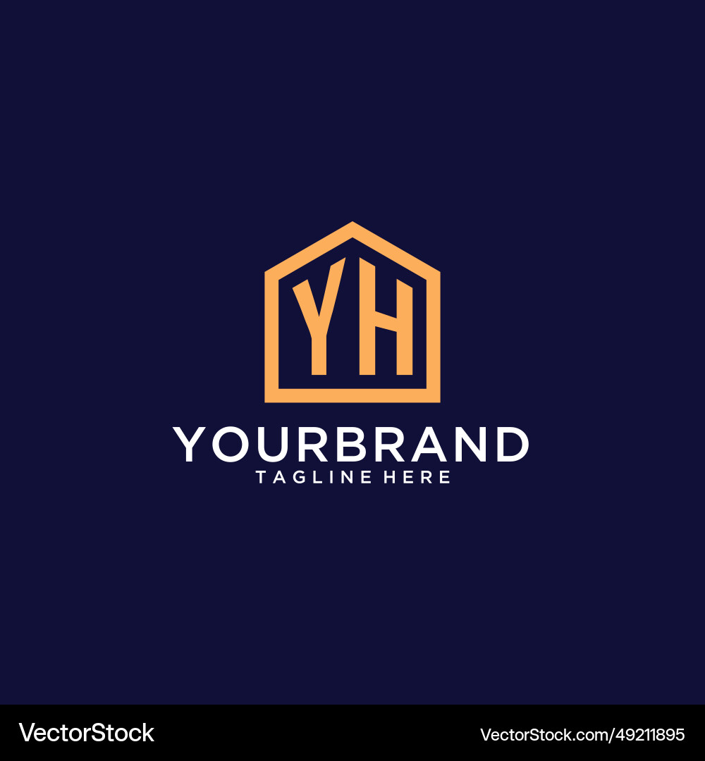 Initial yh logo with abstract home shape modern Vector Image