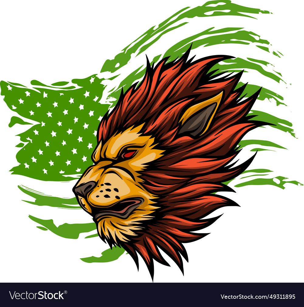 Lion head and american flag Royalty Free Vector Image