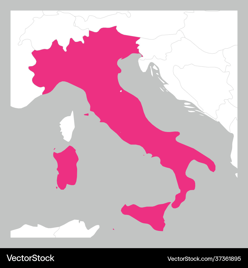 Map italy pink highlighted with neighbor Vector Image