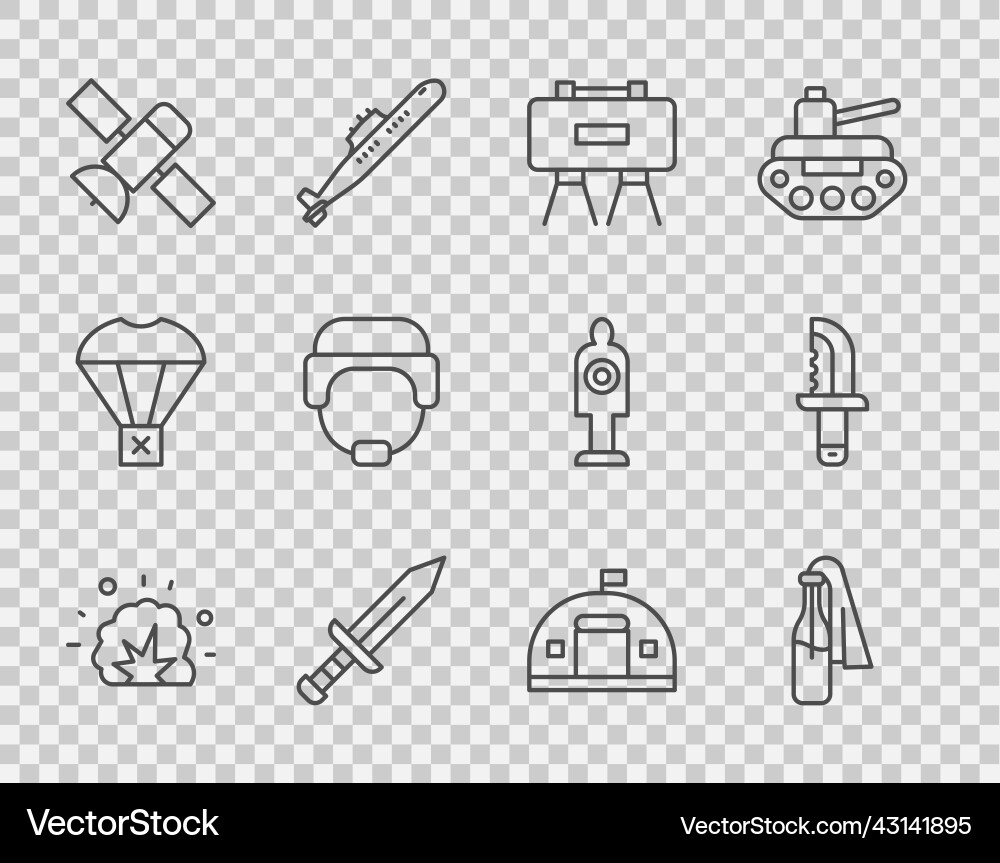 Set line bomb explosion cocktail molotov Vector Image