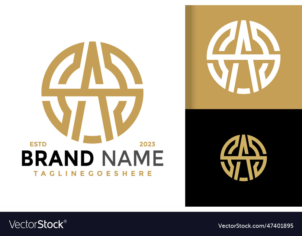 Simple modern initial letter s a s golden logo Vector Image Simple modern initial letter s a s golden logo Vector Image
