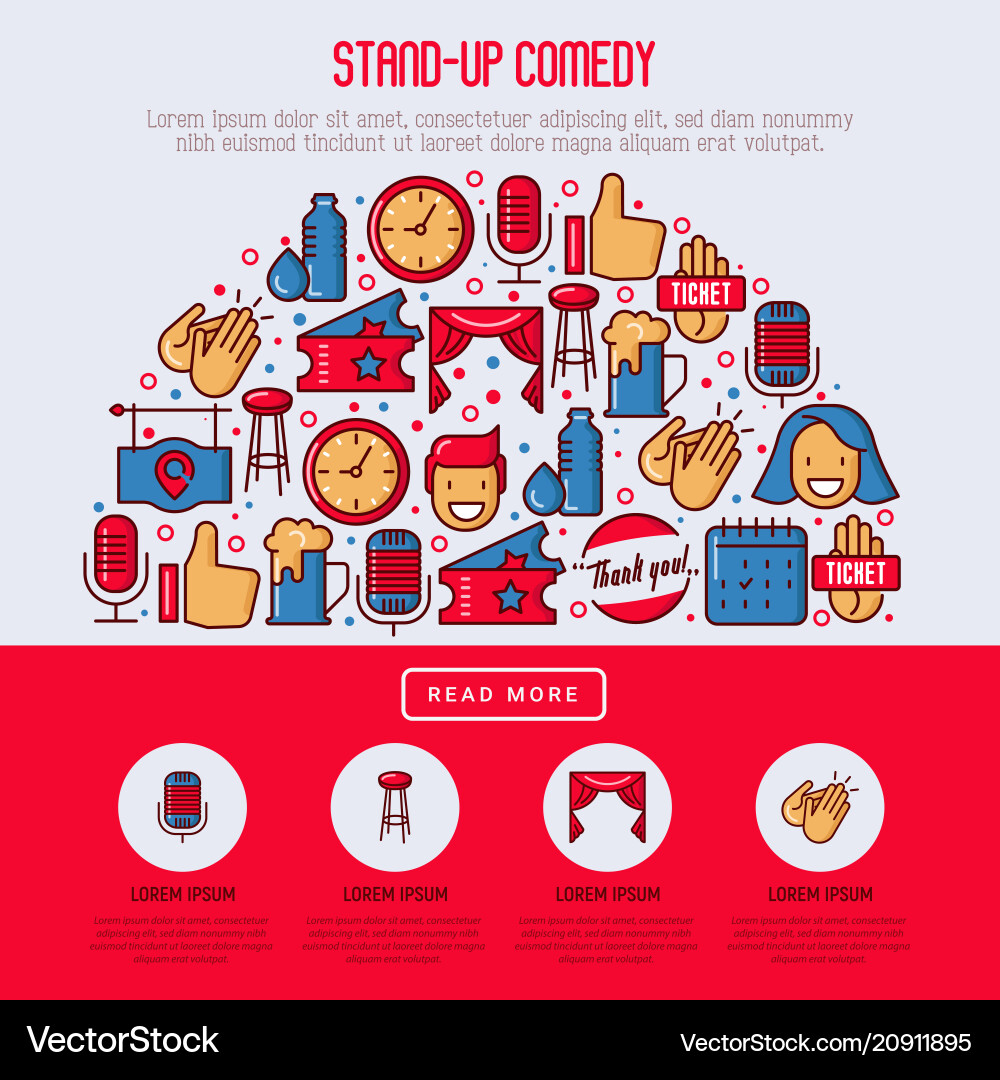Stand up comedy show concept in half circle Vector Image