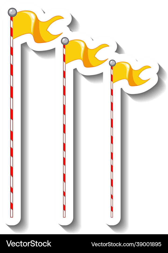 Sticker template with flag decoration poles Vector Image