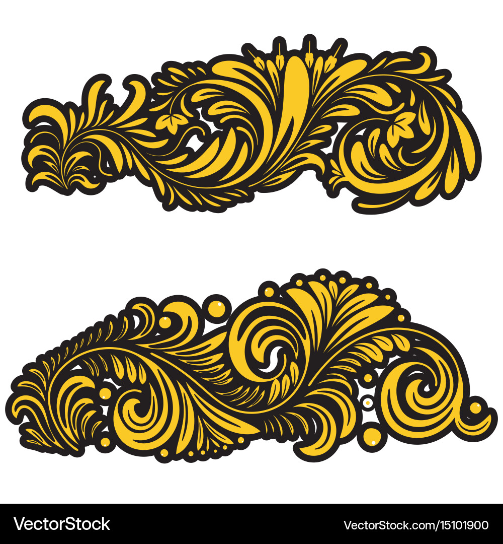 Beautiful floral khokhloma patterns Royalty Free Vector