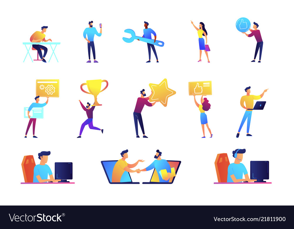 Businessmen and it specialists Royalty Free Vector Image