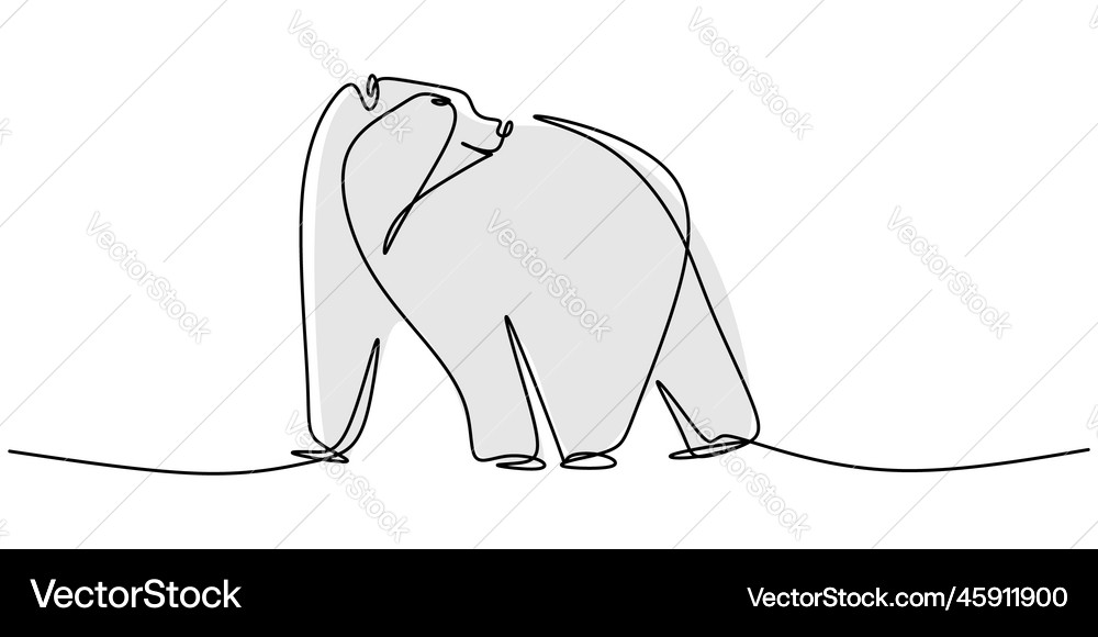 Continuous line drawing of bears wild animals Vector Image