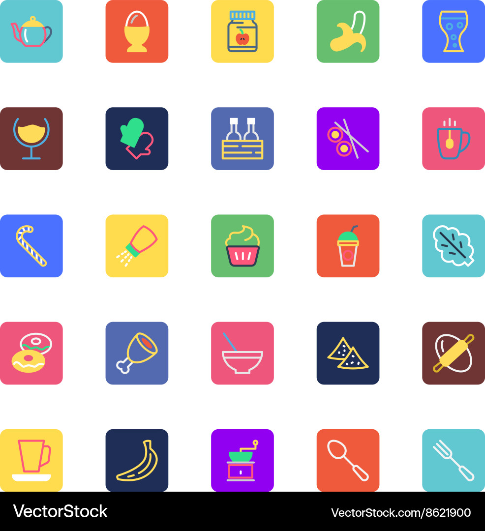 Food colored icons 5 Royalty Free Vector Image