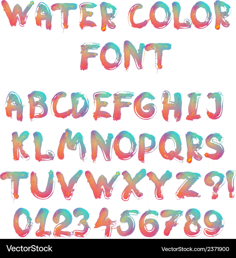 Handwritten calligraphic watercolor alphabet Vector Image