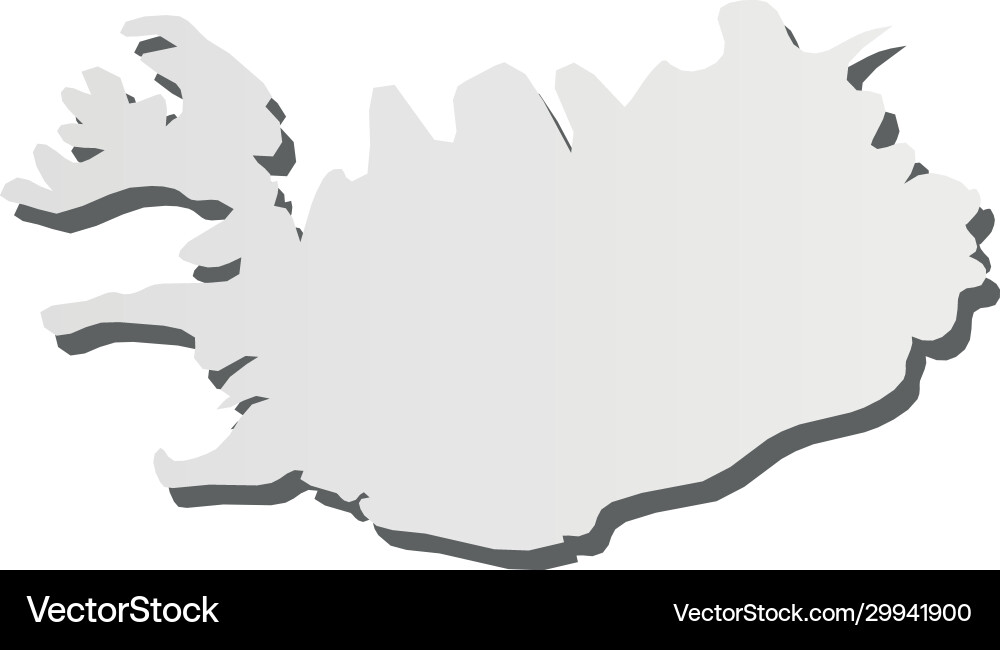 Iceland - grey silhouette map country Royalty Free Vector