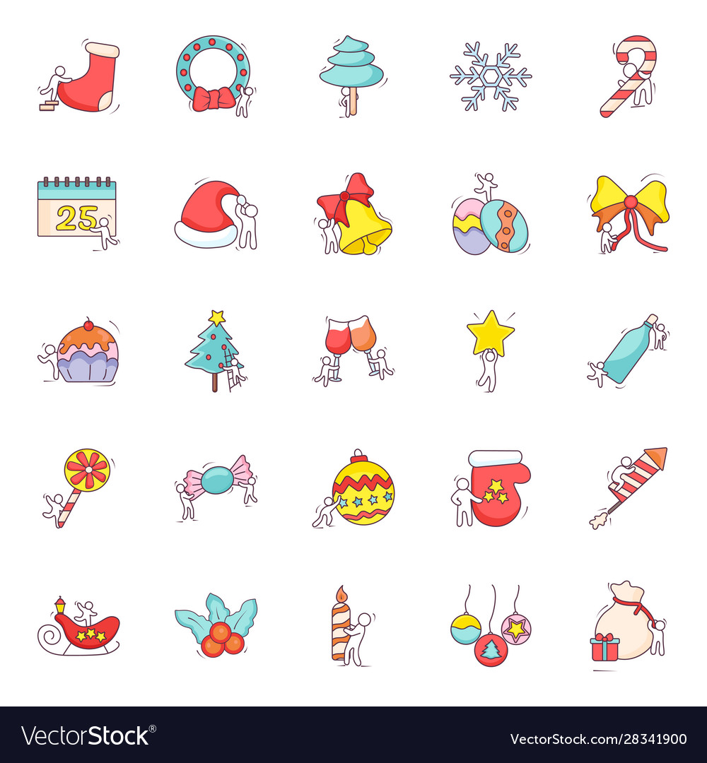 Pack christmas flat icons Royalty Free Vector Image