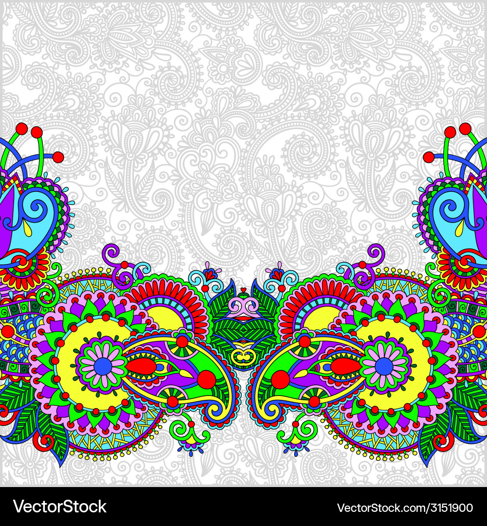 Paisley design on decorative floral background Vector Image
