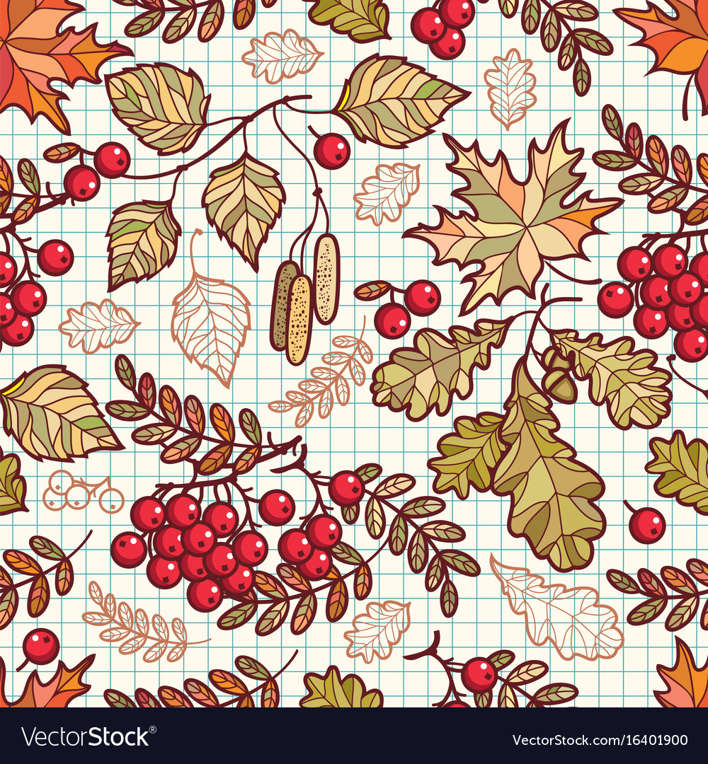 Seamless pattern autumn deciduous ornament Vector Image Seamless pattern autumn deciduous ornament Vector Image