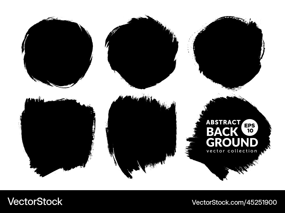 Set of hand drawn brush strokes square Royalty Free Vector