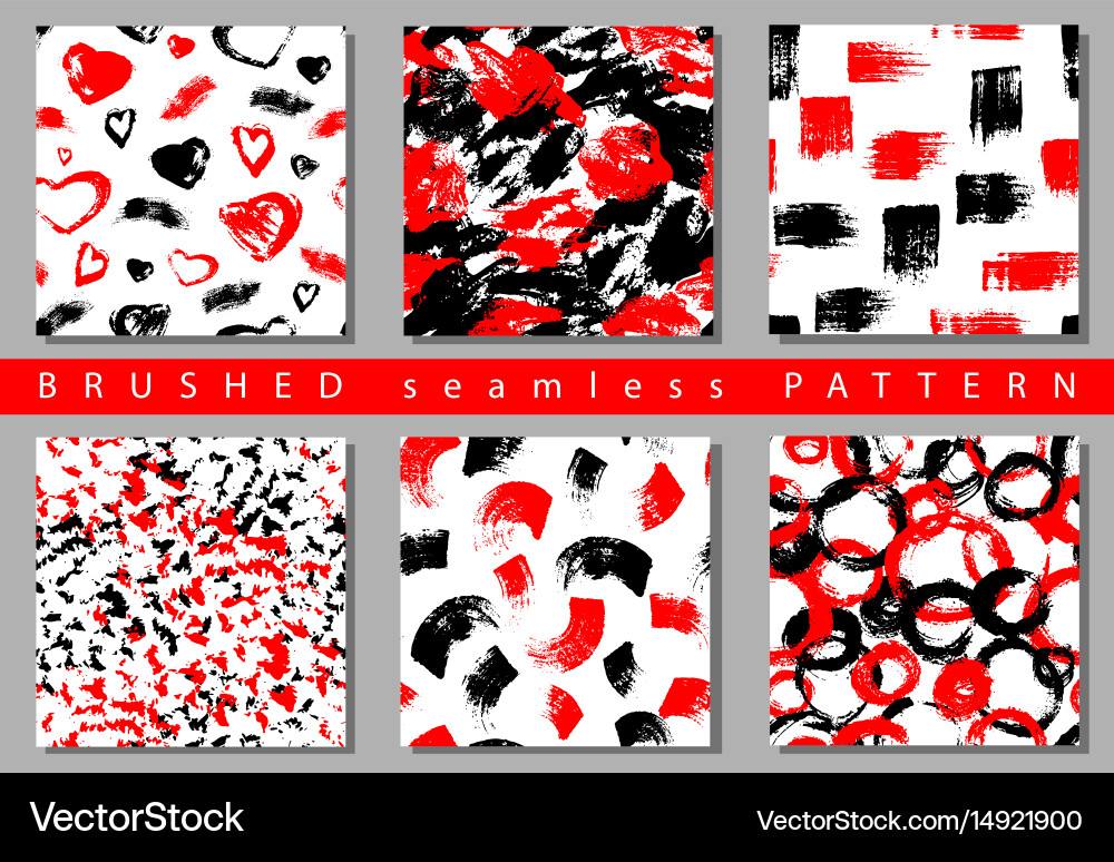 Set of seamless pattern with brush stripes Vector Image