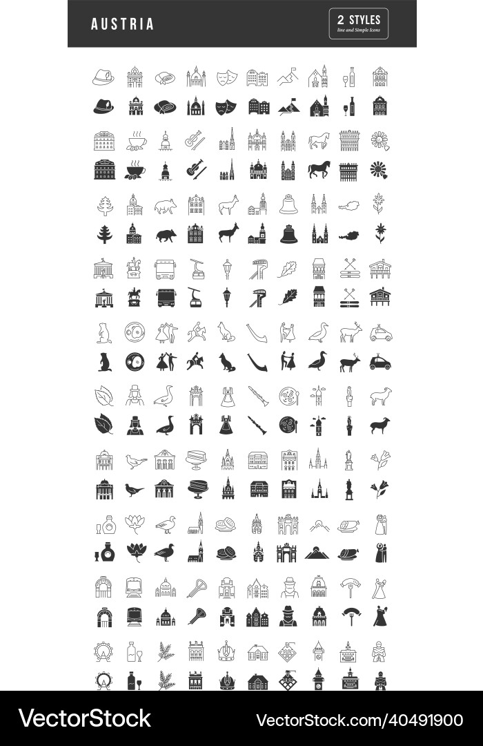Set of simple icons austria Royalty Free Vector Image
