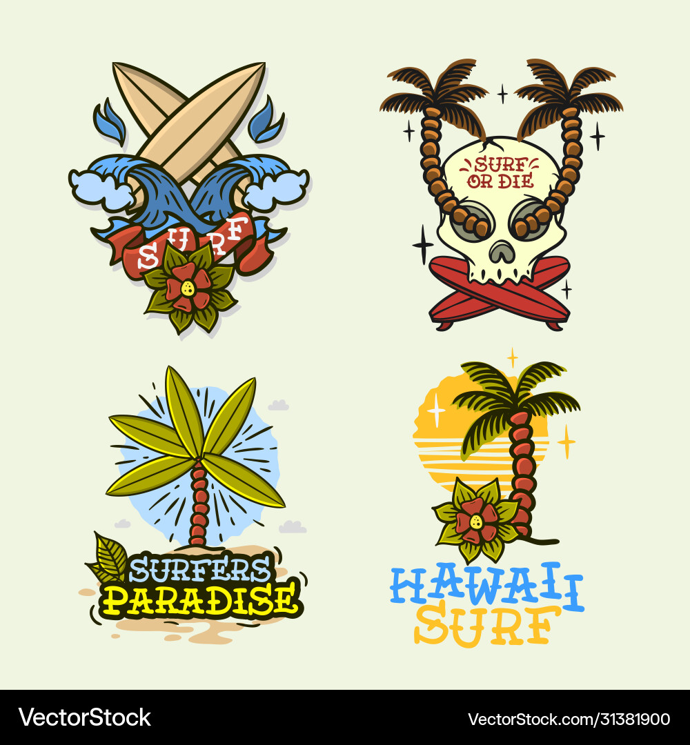 Surfing style surf summer time beach life Vector Image