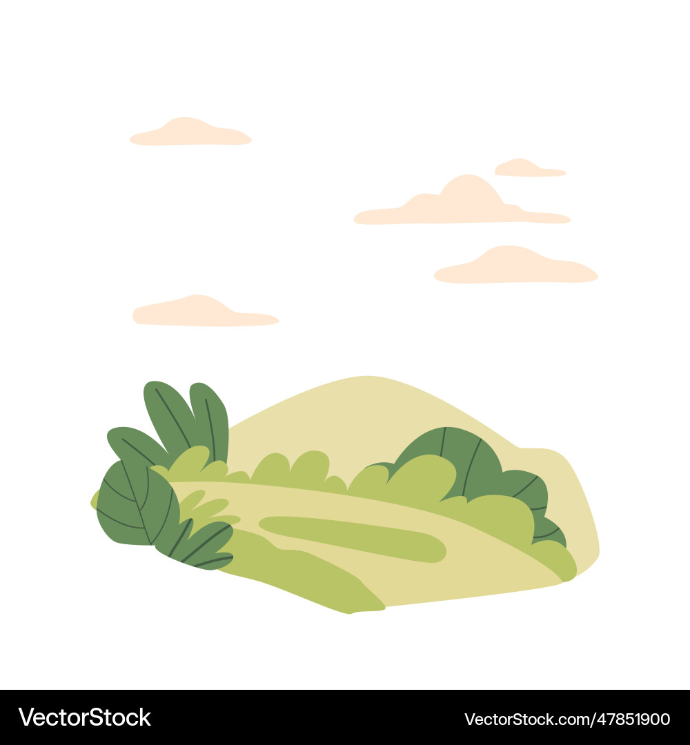 Vibrant green field nestled between rolling hills Vector Image